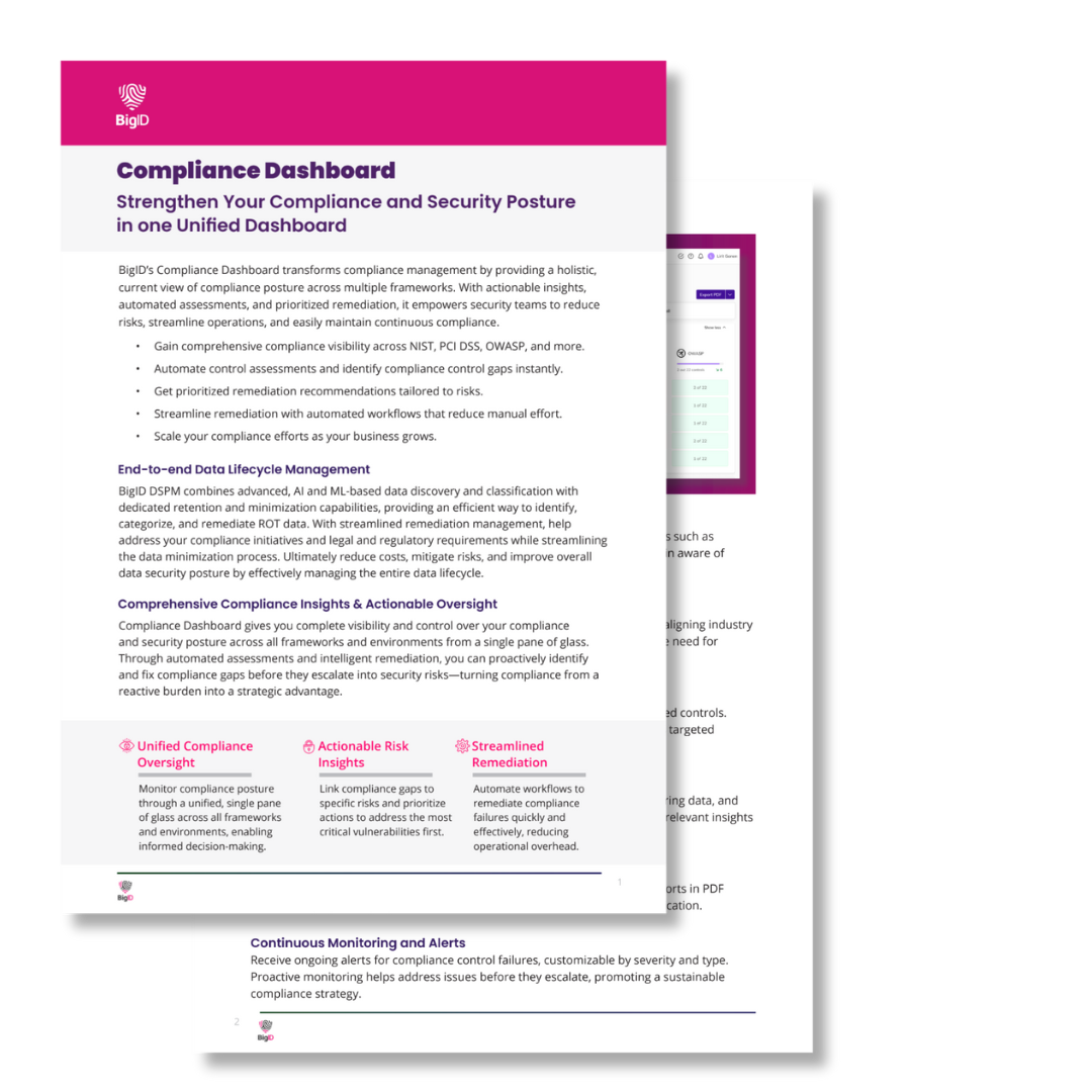 BigID Compliance Dashboard Solution Brief